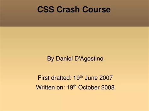 Ppt Css Crash Course Powerpoint Presentation Free Download Id5951558
