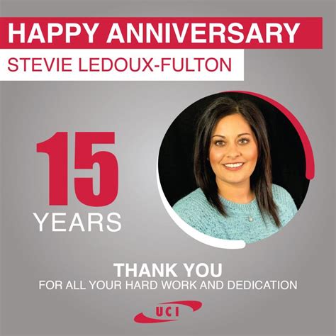 Join Us In Congratulating Stevie On 15 Incredible Years With Uci Her Hard… Uci Document Solutions