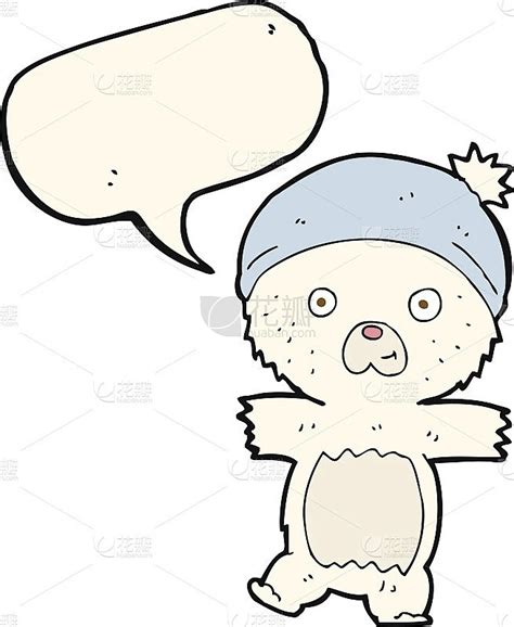 卡通可爱的北极熊与语音泡泡素材 花瓣网