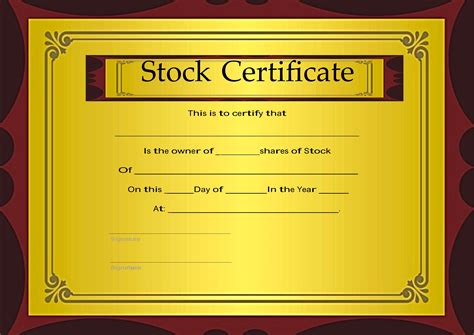 51 Free Stock Certificate Templates Templatespark