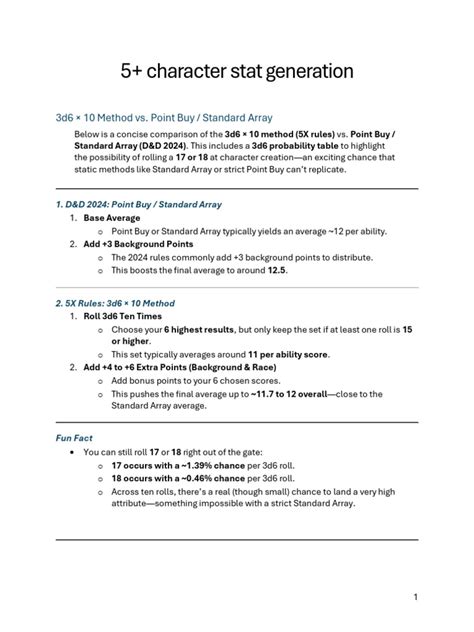 5 Character Stat Generation Pdf Dungeons And Dragons