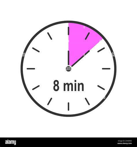 Timer Icons With 8 Minute Time Interval Countdown Clock Or Stopwatch