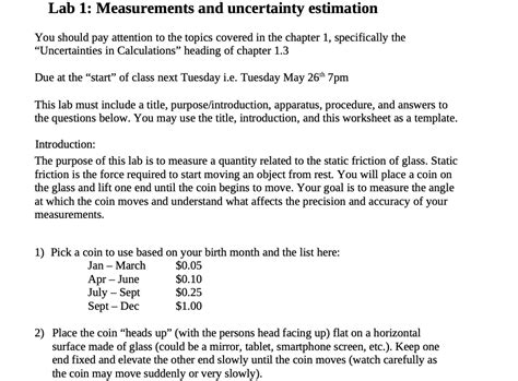 Lab Measurements And Uncertainty Estimation You Chegg