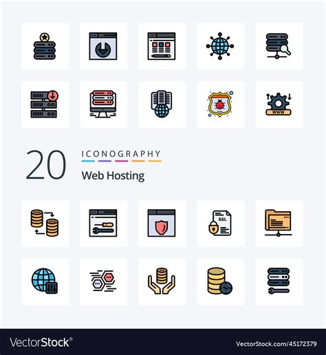 20 Web Hosting Line Filled Color Icon Pack Like Vector Image