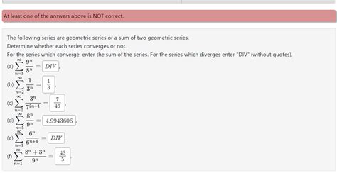 Solved The Following Series Are Geometric Series Or A Sum Of Chegg