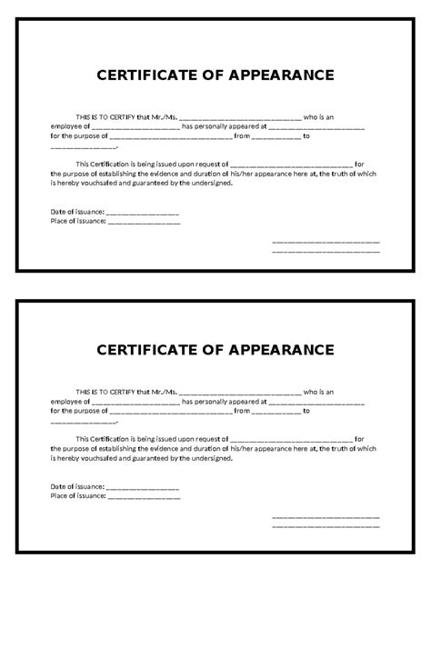 Certificate Of Appearance Template Ablebionics