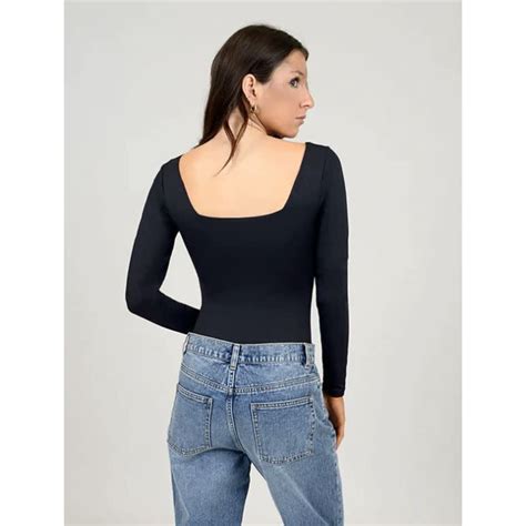 Stacy Long Sleeve Square Neck Bodysuit 54tj134s5blk Ff2 Get Dressed