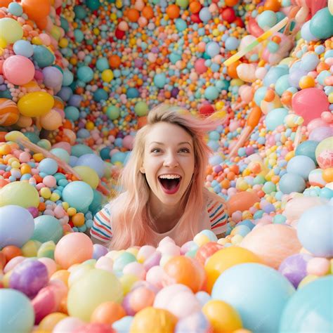 Premium Ai Image Photographic Style Candythemed Ball Pit Fil