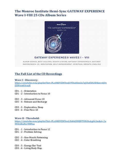 The Gateway Experience Full Cd List Pdf