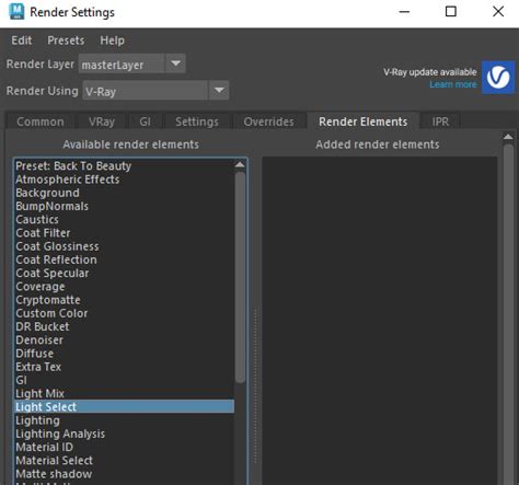 Export Separate Light Render Pass In Maya With V Ray Renderer