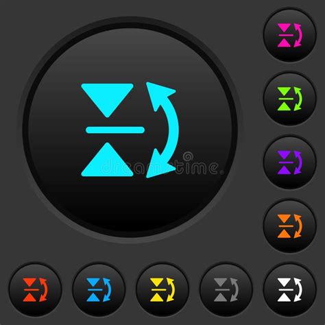 vertical flip dark push buttons with color icons stock vector