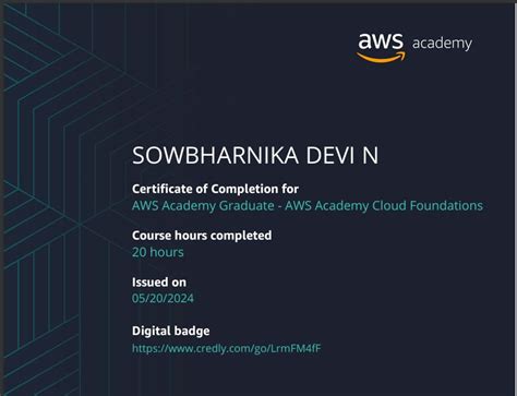 Sowbharnika Devi N On Linkedin Awsacademy Awscloud Cloudcomputing Certification Aws