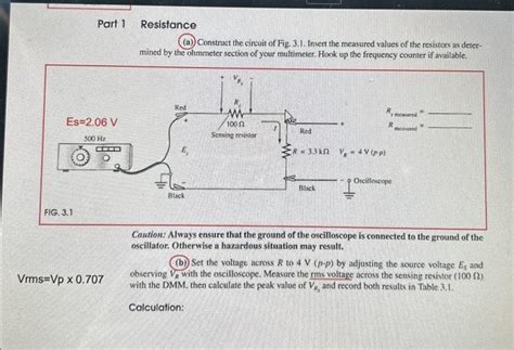Part Resistance A Construct The Circuit Of Fig Chegg