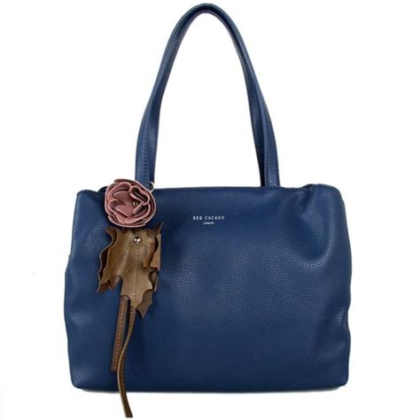 Red Cuckoo 388 Navy Blue Flower Detail Grab Bag Shoulder Bag Design 24 Ts