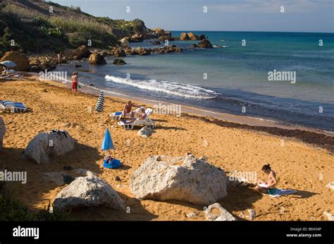 San Blas Bay Is A Sandy Beach In Gozo Enclosed By Headlands And It