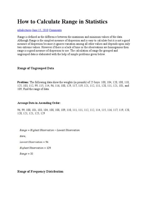 How To Calculate Range In Statistics Download Free Pdf Quartile