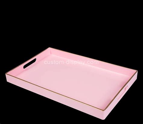 Custom Pink Plexiglass Serving Tray With Handles