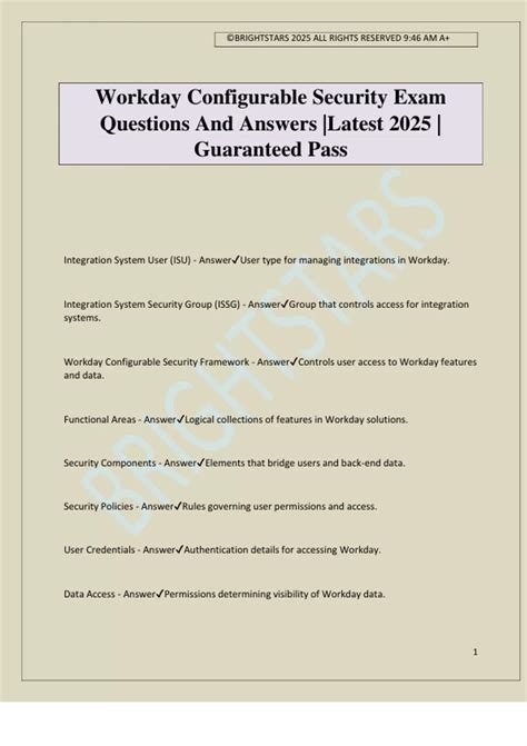 Workday Configurable Security Exam Questions And Answers Latest 2025