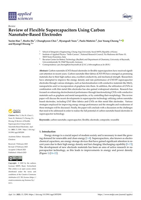 Pdf Review Of Flexible Supercapacitors Using Carbon Nanotube Based Electrodes