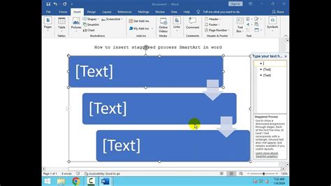How To Insert Staggered Process Smartart In Word Youtube