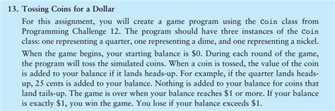 Solved Tossing Coins For A Dollar For This Assignment You