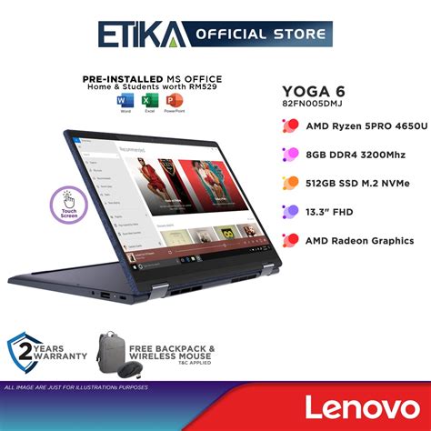 Lenovo Yoga ARE FN DMJ Touch Screen Laptop AMD Ryzen Pro U GB GB