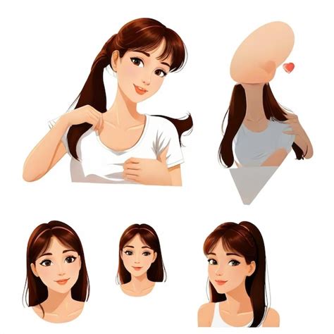 Girlliking Vector Set White Background Isolated Premium Ai Generated Vector