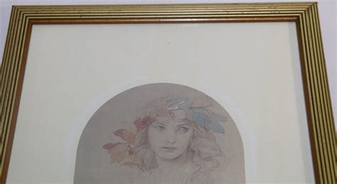 Alphonse Mucha Girls Head With Laurel Twig 1935 Art Nouveau Mucha 1860 1939 4577030088