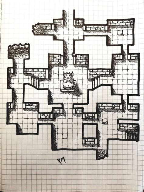 Isometric Dandd Battle Map With Fantasy World Design Black And White