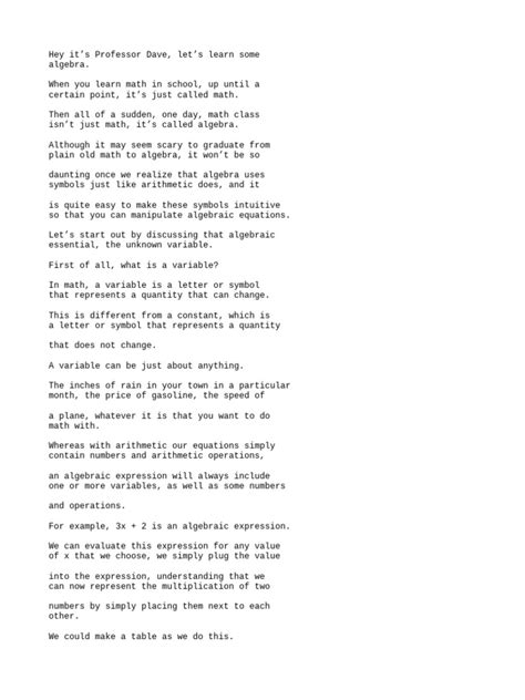 Views4you English Introduction To Algebra Using Variables Pdf