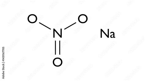Sodium Nitrate Molecule Structural Chemical Formula Ball And Stick