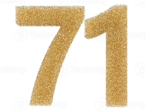 Number 71 Golden Glitter 46599533 Png
