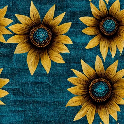 Premium Photo A Close Up Of A Group Of Sunflowers On A Blue