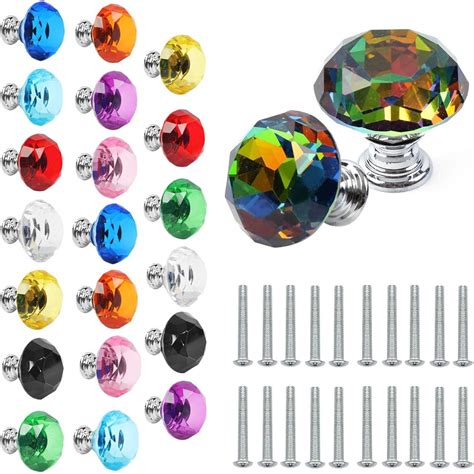 4mo Finance Tkocisa 22 Pack Colorful Crystal Drawer Knobs 30mm
