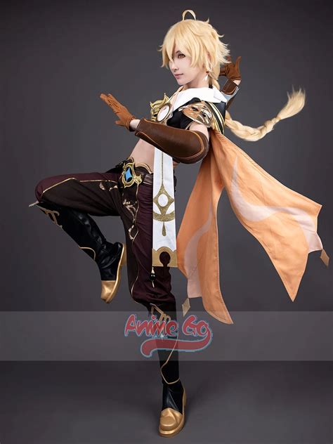 Genshin Impact Traveler Aether Cosplay Costume Wig Shoes Game Uniform