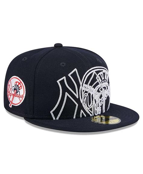 New Era Mens Navy New York Yankees Game Day Overlap 59fifty Fitted Hat