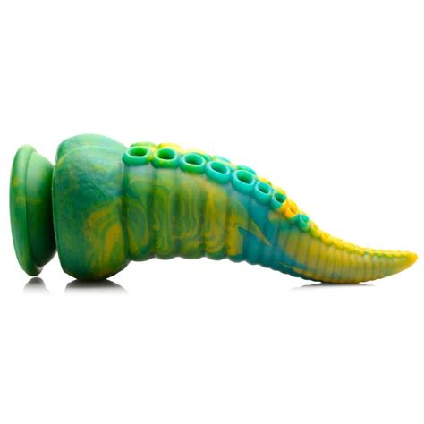 Monstropus Tentacled Monster Silicone Dildo Green And Yellow Rodeoh