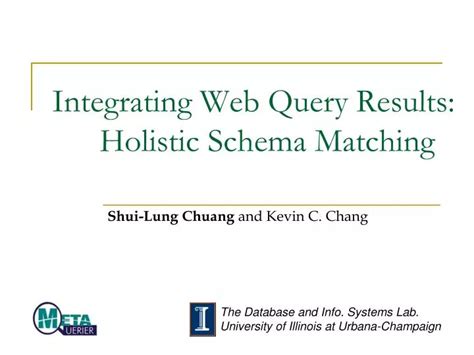 PPT Integrating Web Query Results Holistic Schema Matching PowerPoint Presentation ID 632779