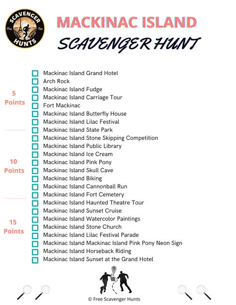 Mackinac Island Scavenger Hunt Free Scavenger Hunts