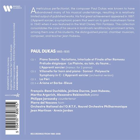 Paul Dukas Paul Dukas Warner Recordings 4 Cds Jpcde