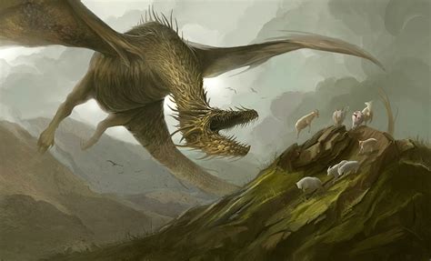 A Dragon Hunting Sheep Paolo Puggioni Concept Art Paolo Puggioni