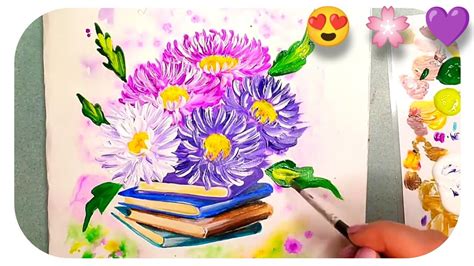 How To Draw Flowers Easy Asters Drawing For Beginners Лёгкий способ нарисовать астры Осенние