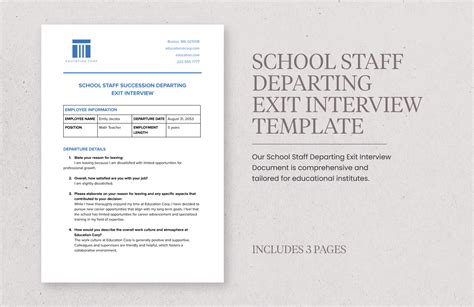 School Staff Departing Exit Interview Template Download In Word