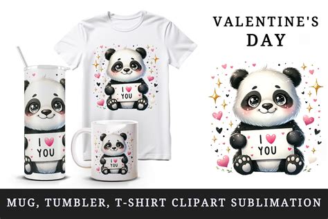 I Love You Cute Panda Mug Wrap Clipart Graphic By Tati Design · Creative Fabrica