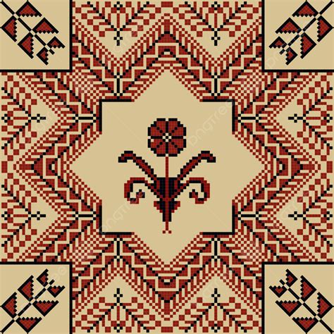 Seamless Pattern Design With Traditional Palestinian Embroidery Motif
