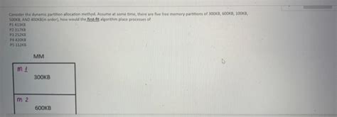 solved consider the dynamic partition allocation method