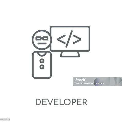 개발자 선형 아이콘입니다 프로그래밍 컬렉션에서 흰색 배경에 현대 개요 개발자 로고 개념 Java 프로그래밍 언어에 대한 스톡 벡터 아트 및 기타 이미지 Java
