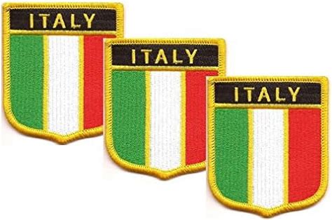 3 Pack Set Of Italian Shield Flag Patches Italy Embroidered Iron On Or Sew On Country Flag