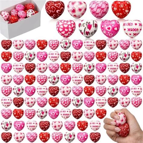 Honoson 48 Pcs Valentine Heart Stress Ball Bulk Relief