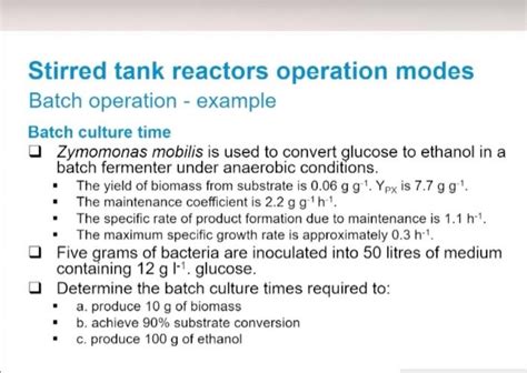 Solved Stirred Tank Reactors Operation Modes Batch Operation